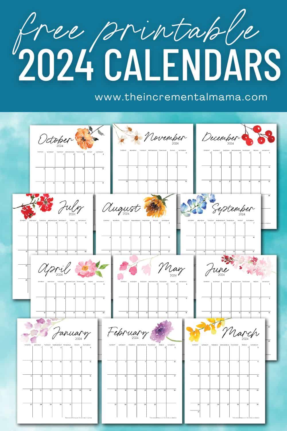 Free 2024 Floral Calendar Download (12 Monthly Templates) - The ...