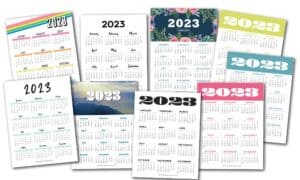 9 Free Printable One-Page Calendars for 2023