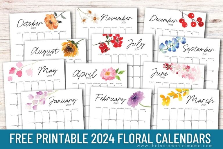 Free 2024 Floral Calendar Download (12 Monthly Templates) - The ...