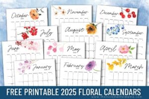Free 2025 Floral Monthly Calendar PDFs Templates - The Incremental Mama