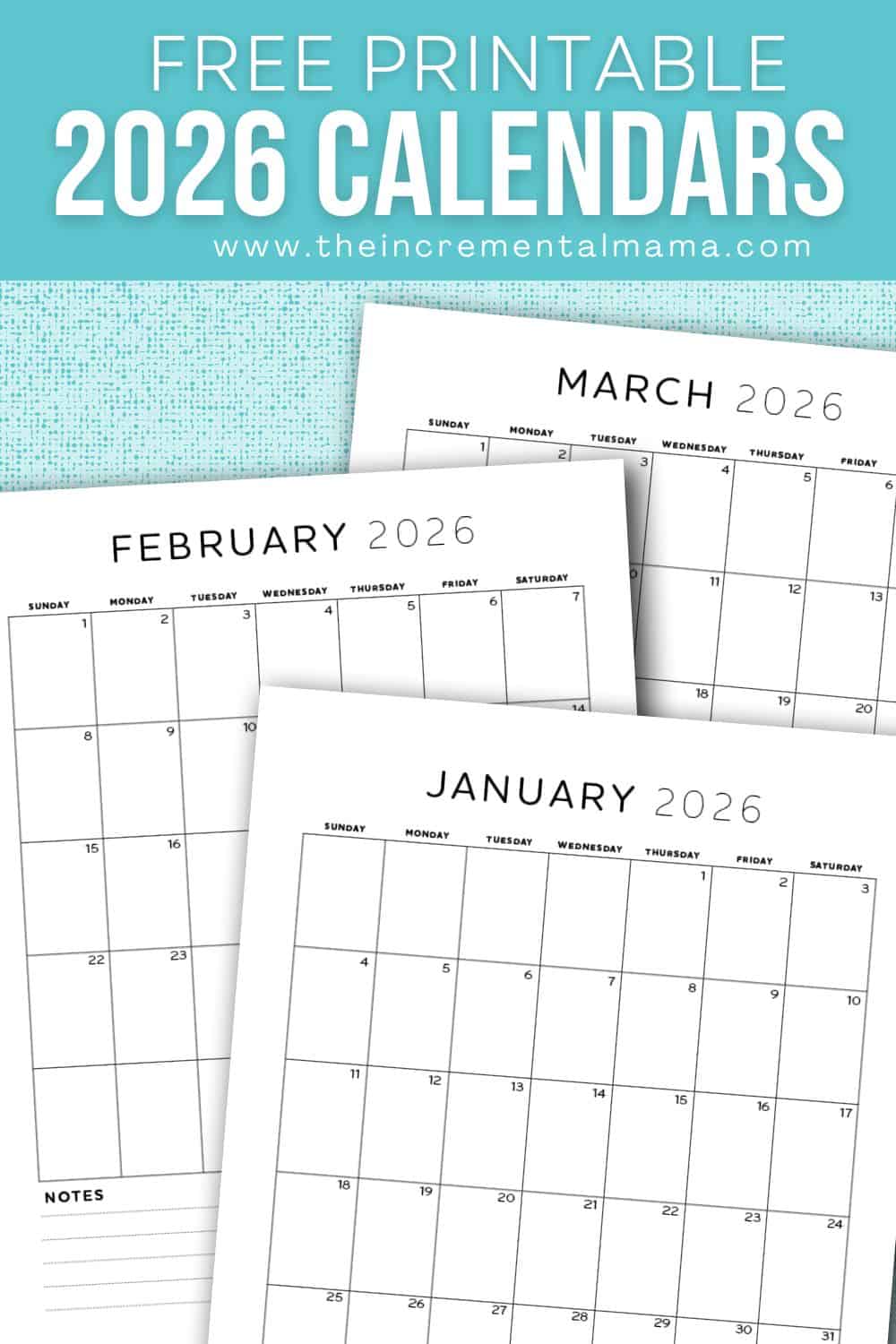 Free 2026 Monthly Calendar PDF Printable With Lined Section - The ...