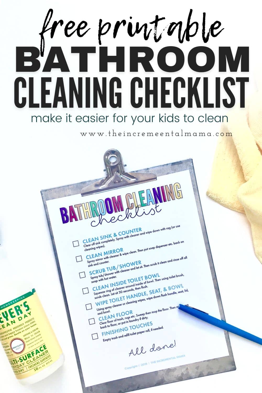 Free Printable Bathroom Cleaning Checklist for Kids