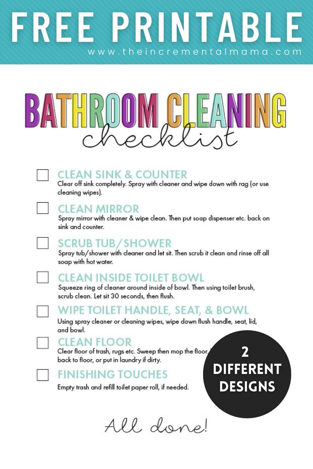 Free Printable Bathroom Cleaning Checklist for Kids