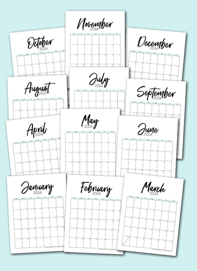 Free Printable Monthly Calendar 2024 - January to December - The ...