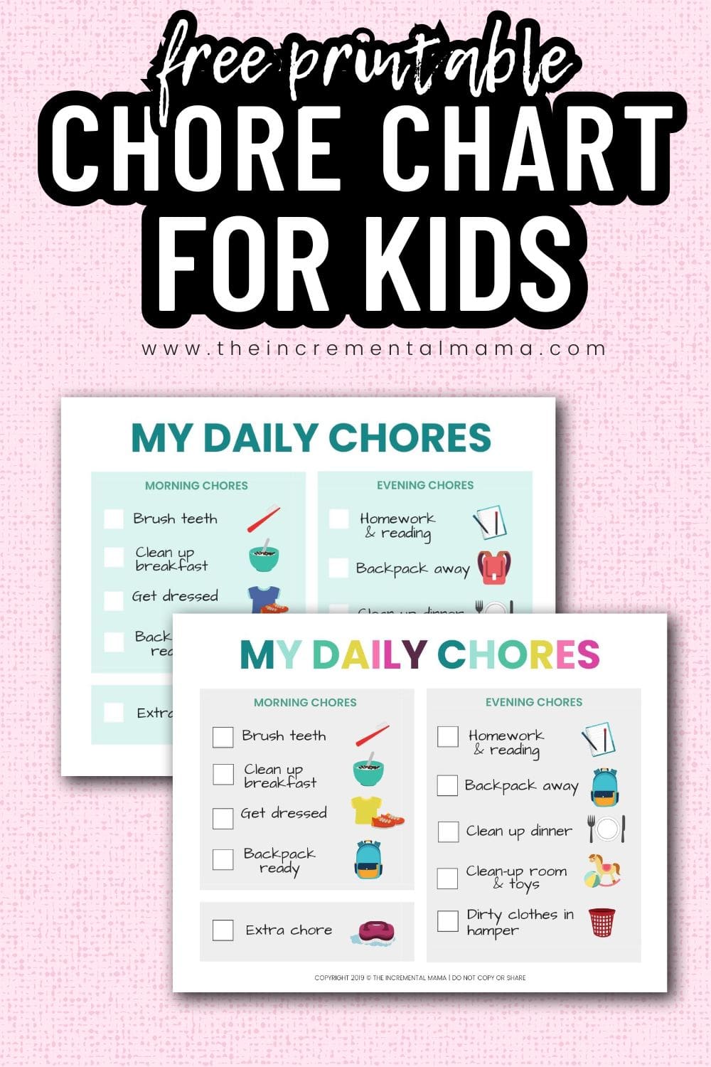 Free Printable Chore Chart for 5-6 Year Olds - The Incremental Mama