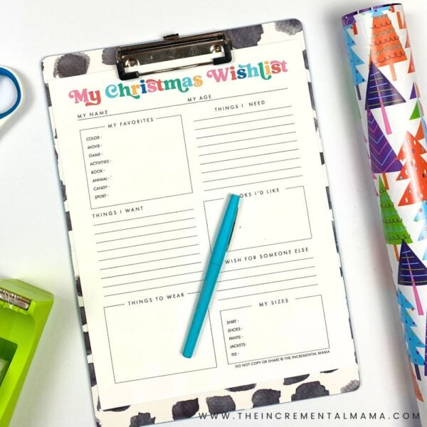 Free Printable Christmas Wishlist Template for Kids - The Incremental Mama