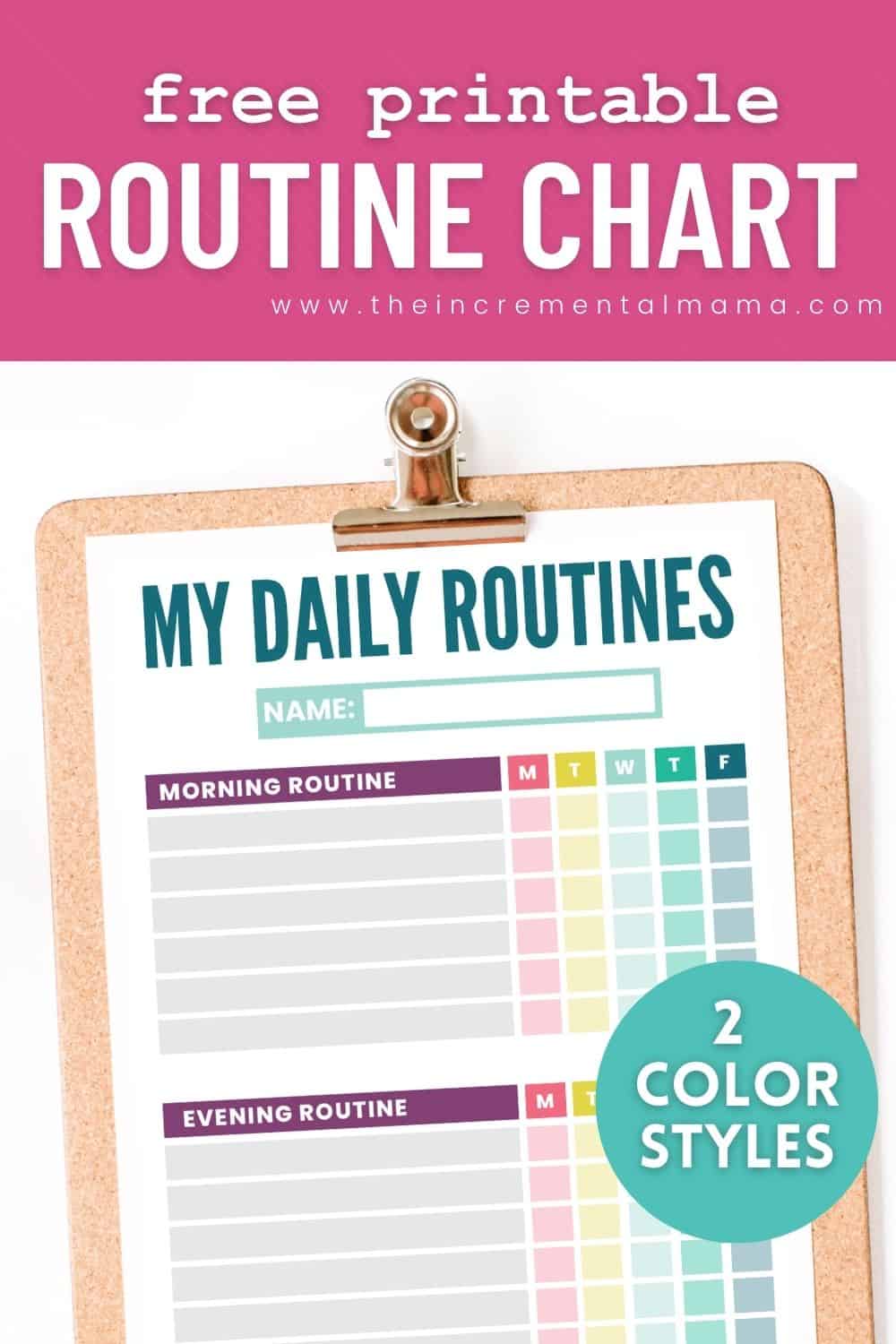 Free Printable Kid’s Daily Routine Chart Template - The Incremental Mama
