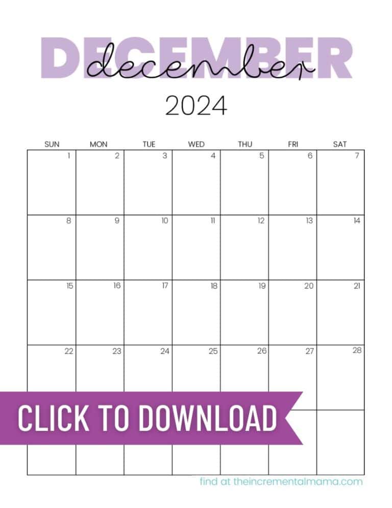 Free 2024 Monthly Calendar Printable Templates - The Incremental Mama