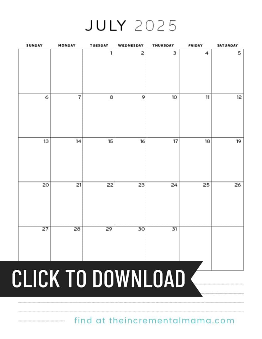 Free 2025 Monthly Calendar PDF Printable With Lined Section - The ...