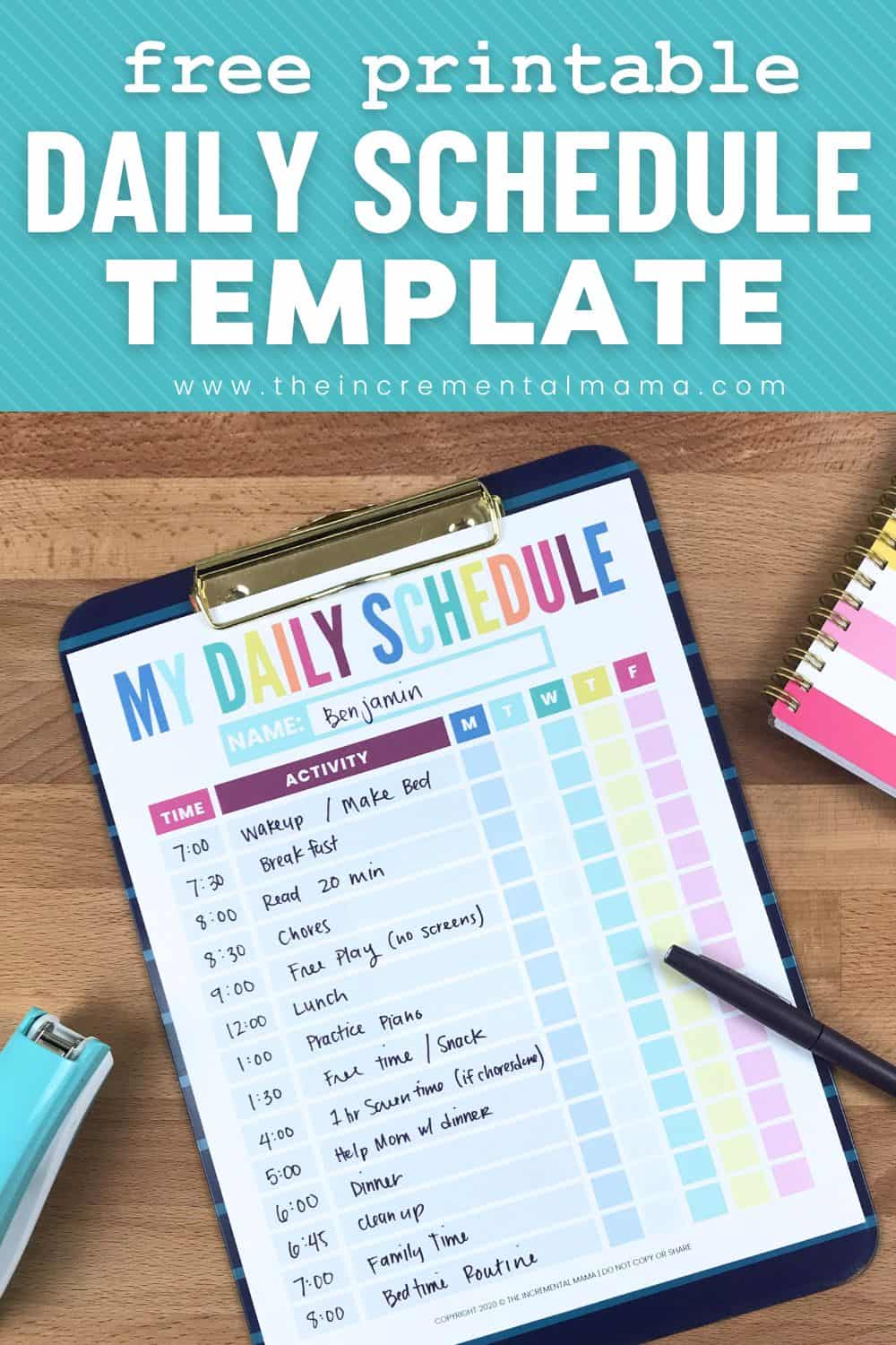 Free Printable Kid's Daily Schedule Template - The Incremental Mama