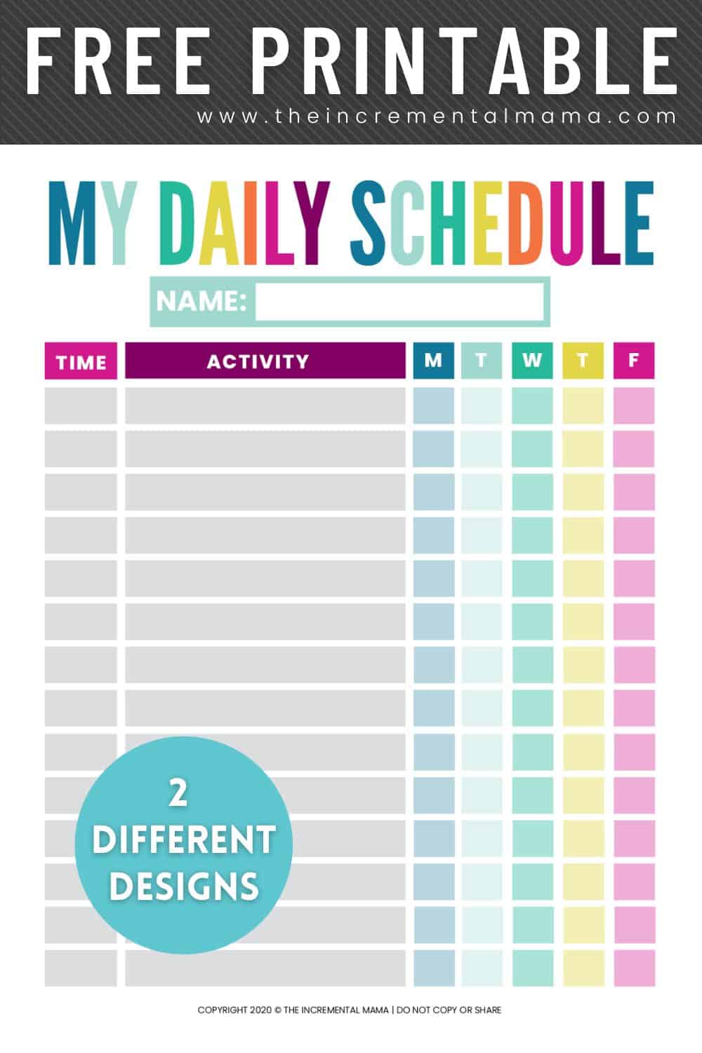Free Printable Kid's Daily Schedule Template - The Incremental Mama