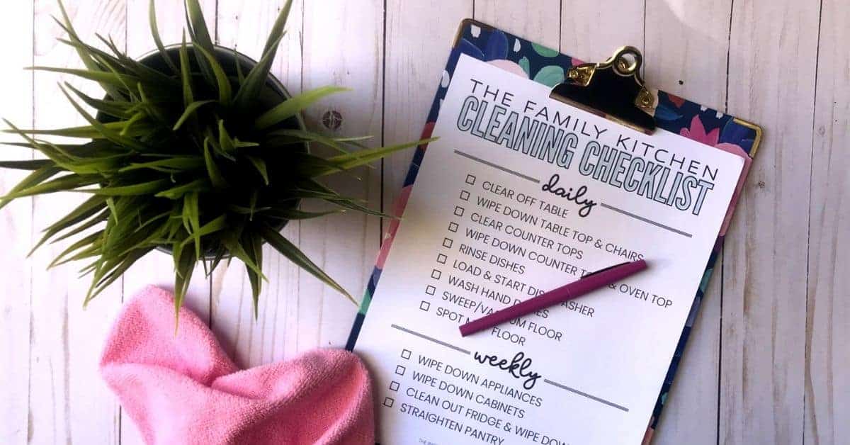 Free Printable Kitchen Cleaning Checklist to Get Your Family Helping Out