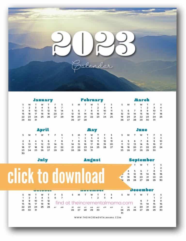 9 Free Printable One-Page Calendars for 2023