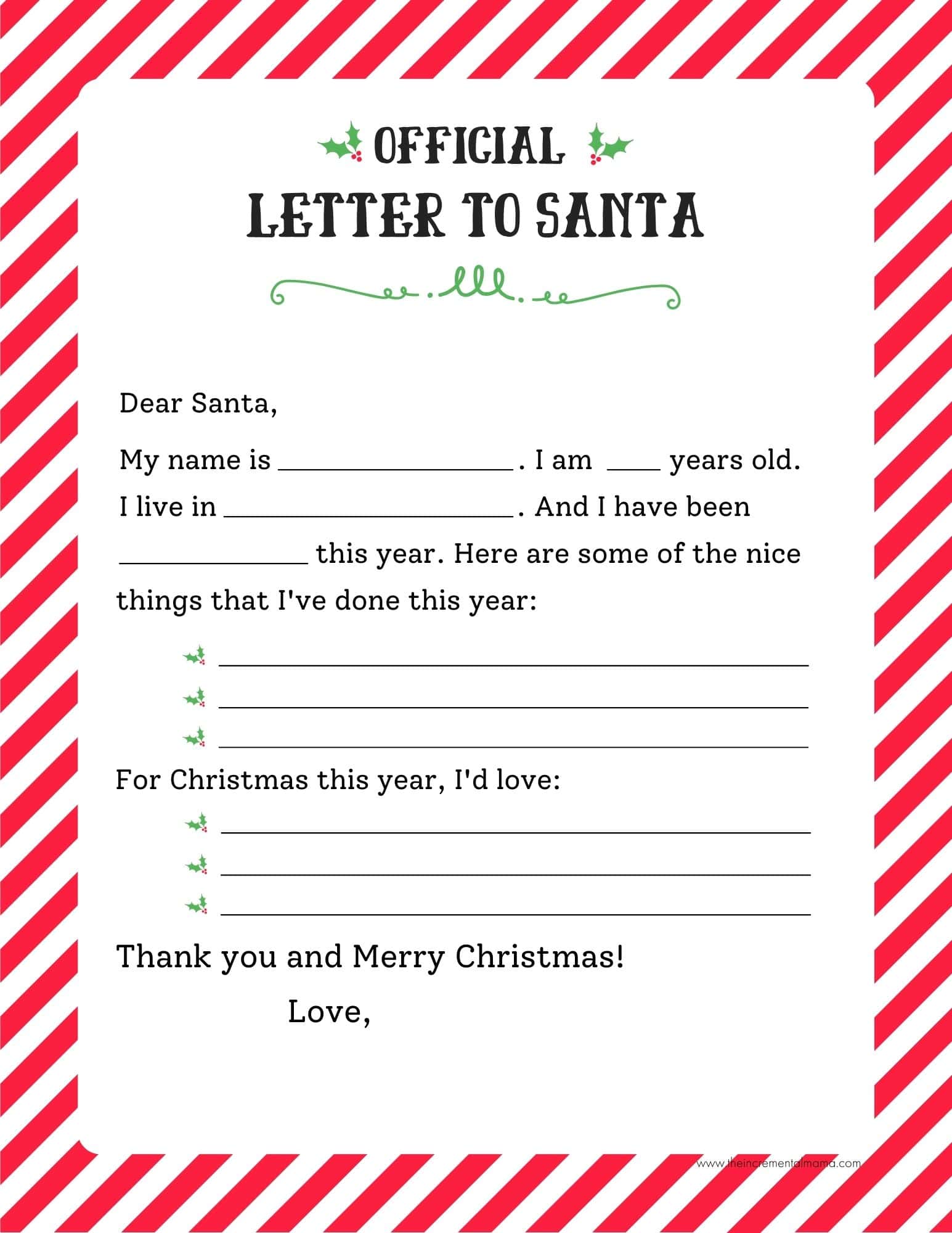 20 Cute & Free Printable Santa Letter Templates For Kids - The ...