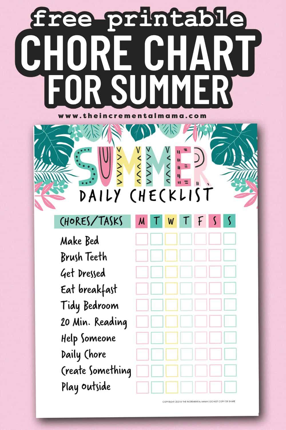 Free Summer Chore Chart to Keep Kids Busy & Mom Happy