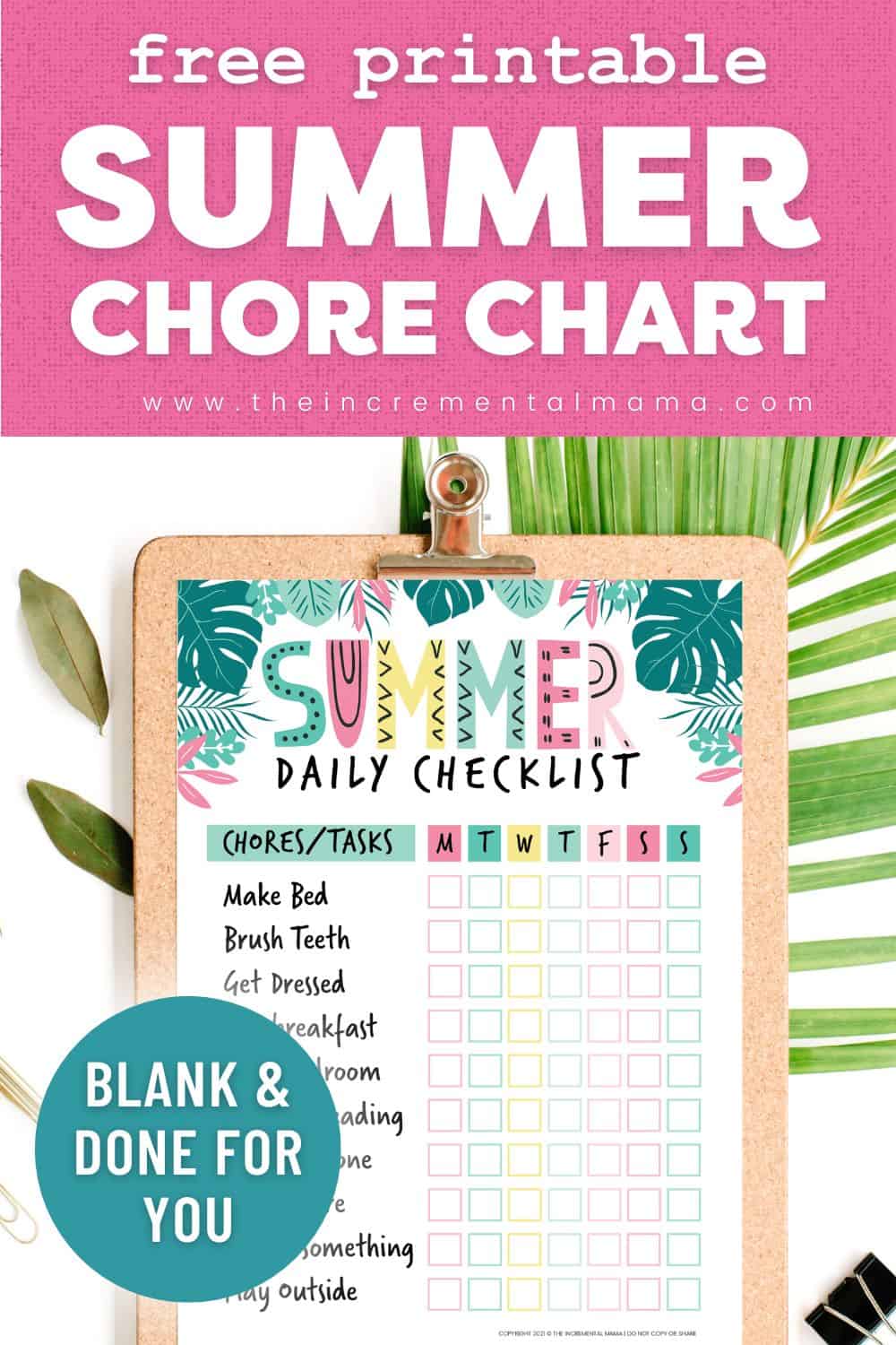 Free Summer Chore Chart to Keep Kids Busy & Mom Happy