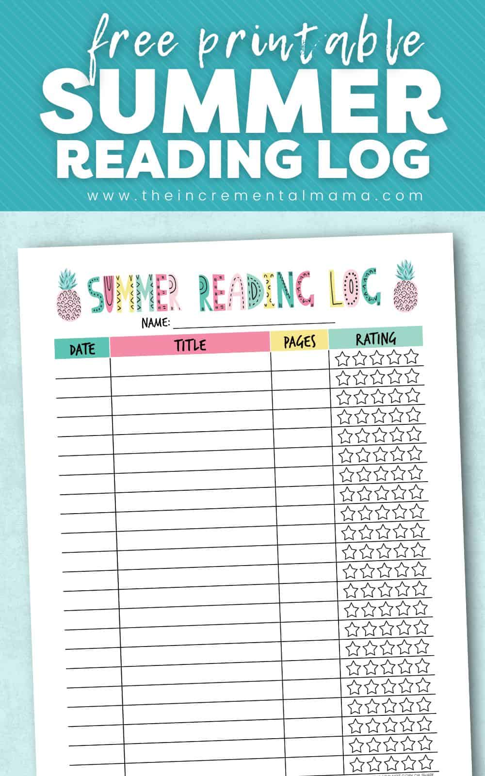 Free Printable Summer Reading Log to Encourage Reading