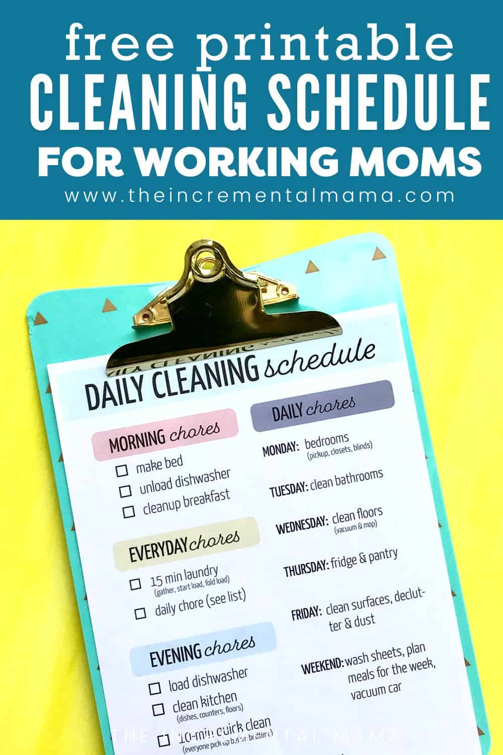 Easy Printable Cleaning Schedule For Working Moms