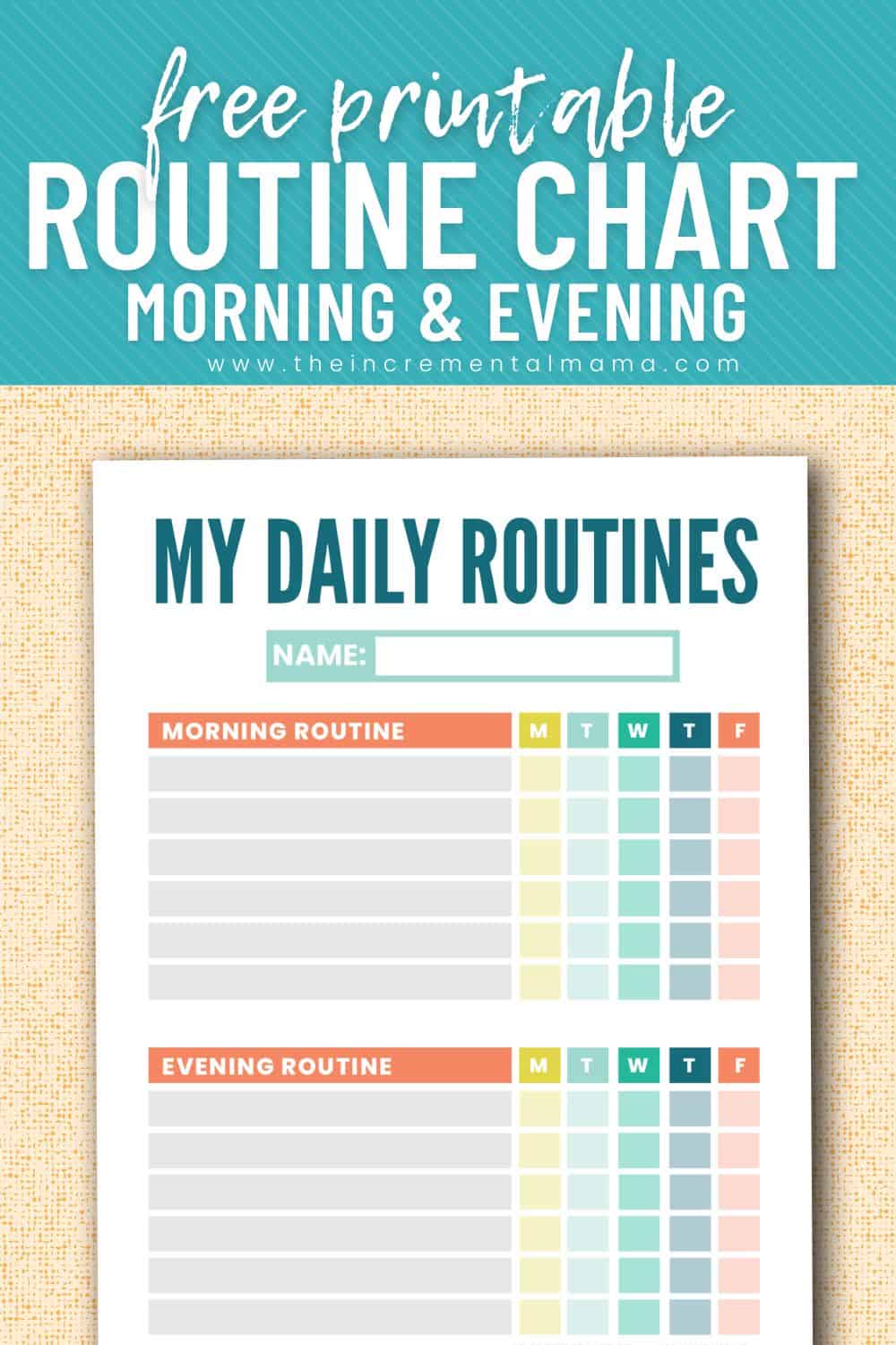 Free Printable Kid’s Daily Routine Chart Template - The Incremental Mama