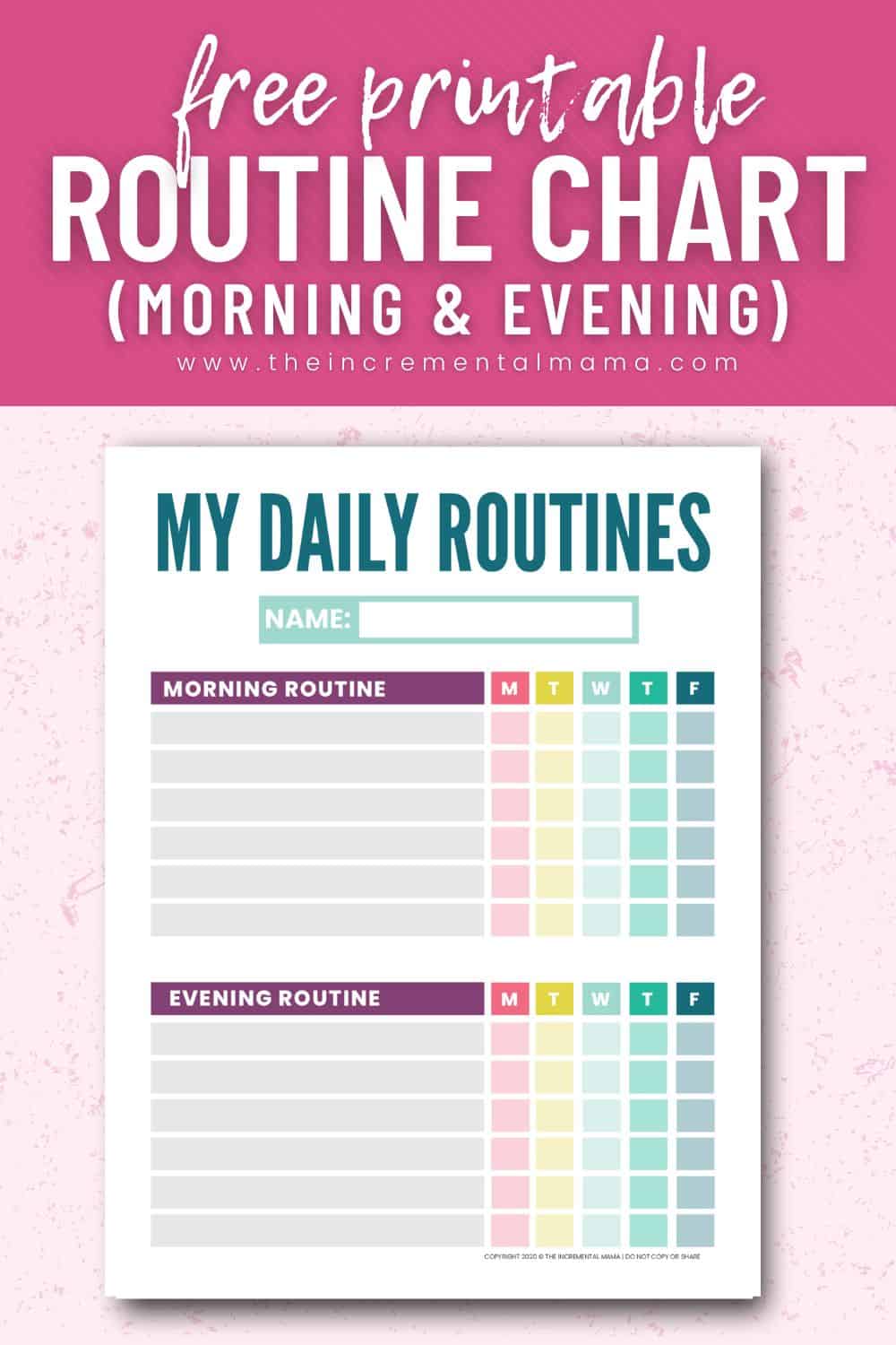 Free Printable Kid’s Daily Routine Chart Template - The Incremental Mama