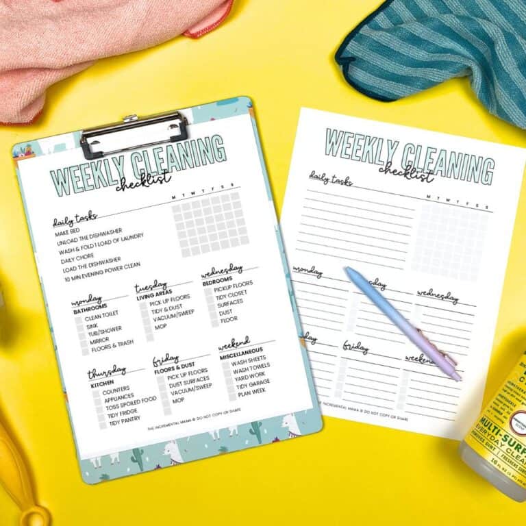 Free Weekly Cleaning Schedule & Checklist Printable - The Incremental Mama