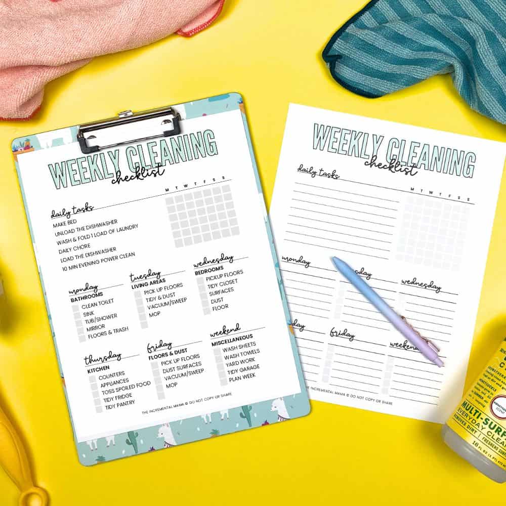 Free Weekly Cleaning Schedule & Checklist Printable - The Incremental Mama