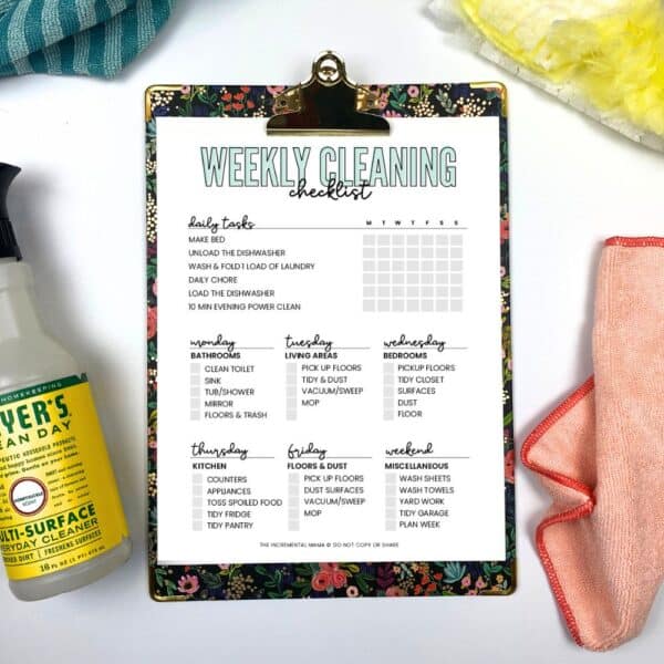 Free Weekly Cleaning Schedule & Checklist Printable - The Incremental Mama