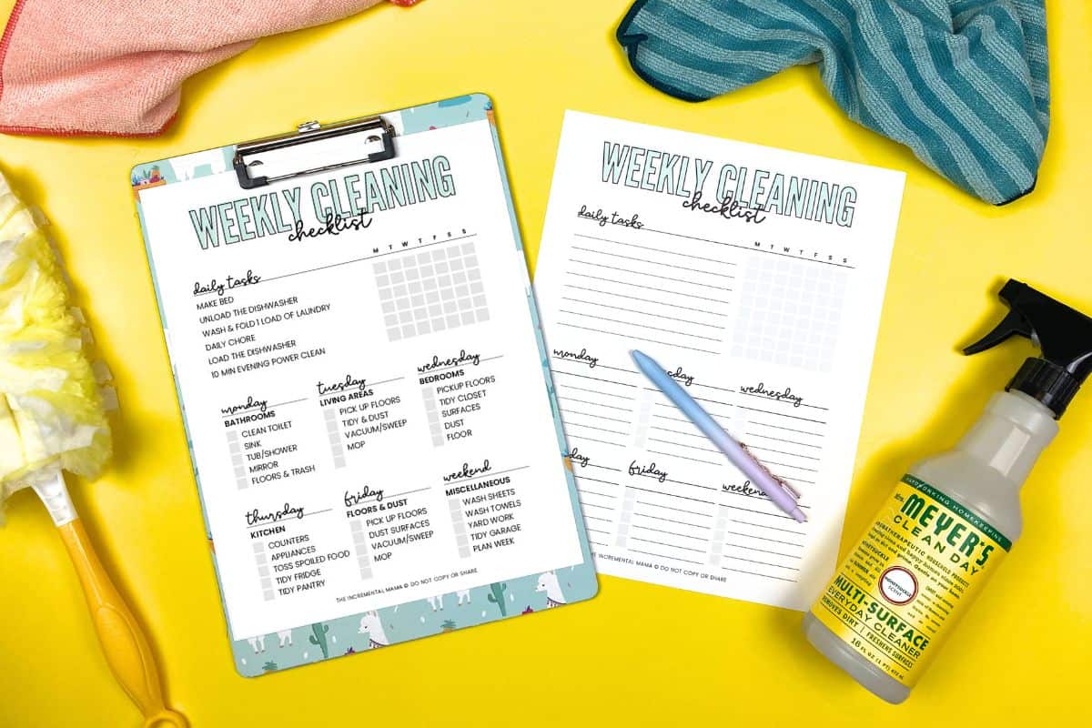 Free Weekly Cleaning Schedule & Checklist Printable - The Incremental Mama