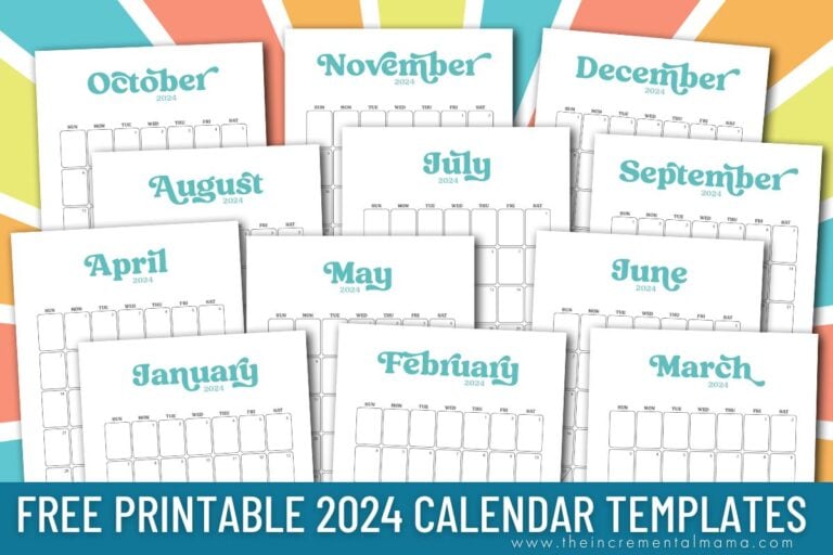Fun Retro-Inspired 2024 Monthly Calendar PDFs (12 Free Printables)