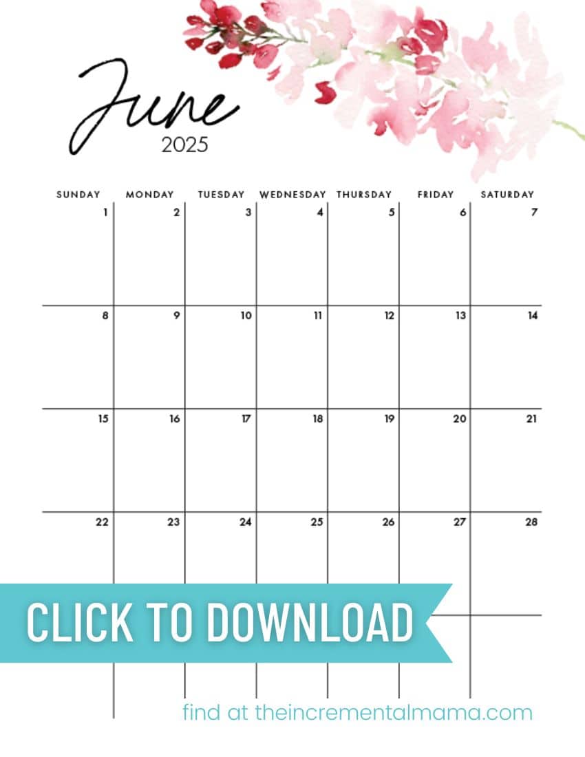 Free 2025 Floral Monthly Calendar PDFs Templates - The Incremental Mama