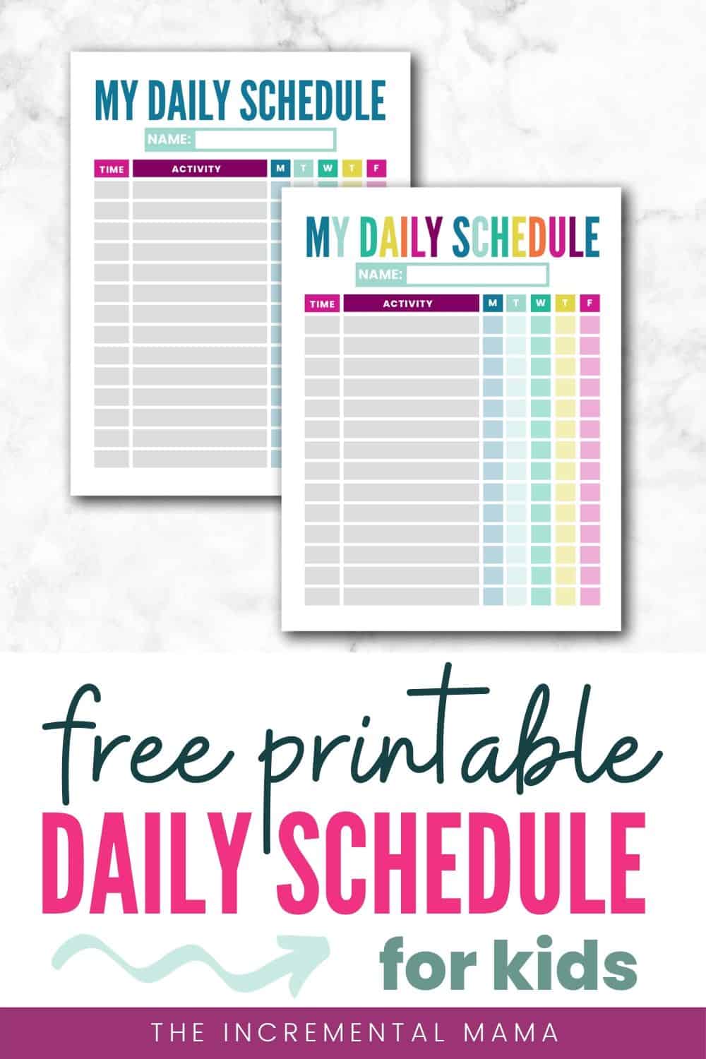 Free Printable Kid's Daily Schedule Template - The Incremental Mama