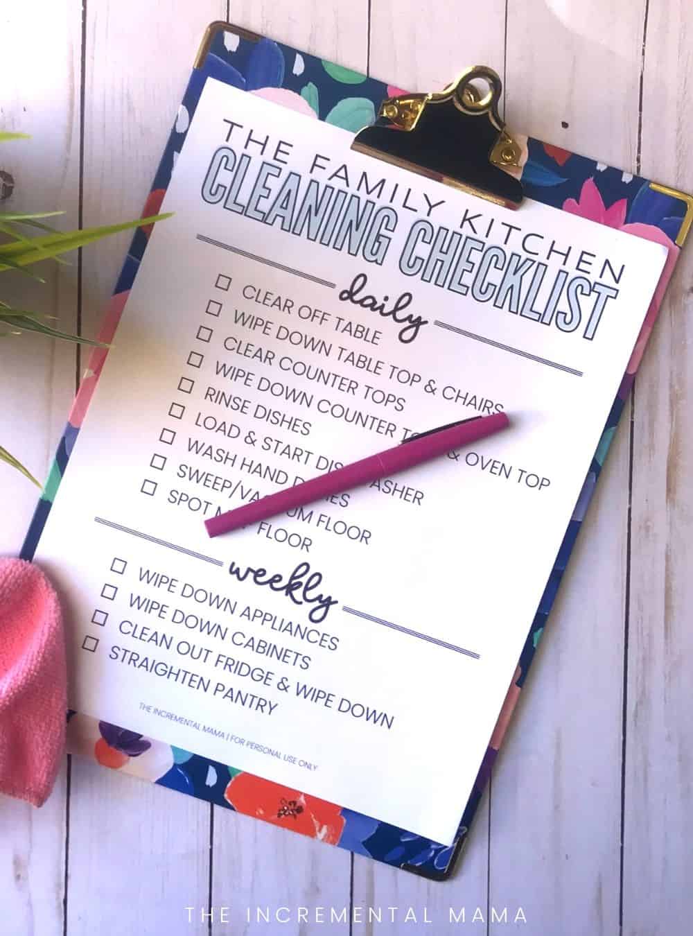 Free Printable Kitchen Cleaning Checklist to Get Your Family Helping Out