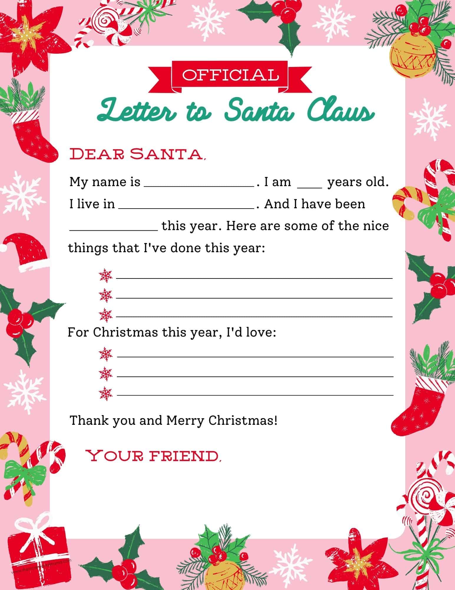 20 Cute & Free Printable Santa Letter Templates For Kids - The ...