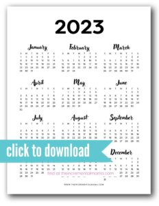 9 Free Printable One-Page Calendars for 2023