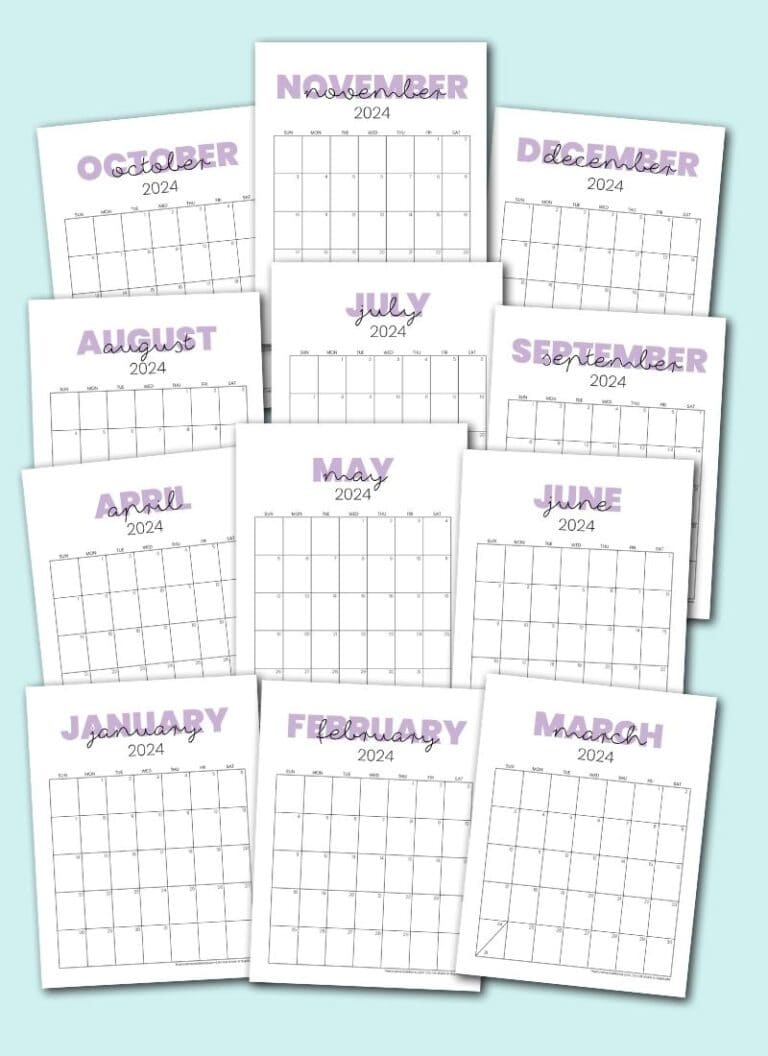 Free 2024 Monthly Calendar Printable Templates - The Incremental Mama