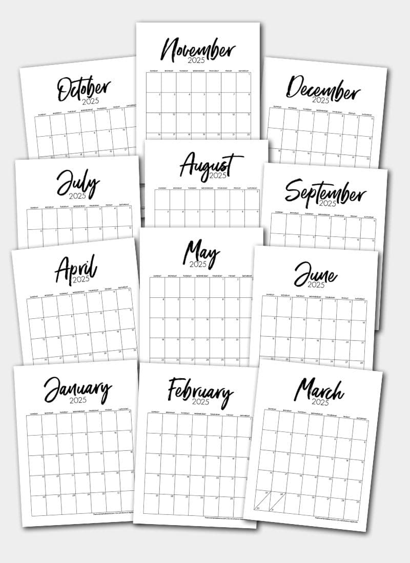 Free Printable 2025 Monthly Calendar Templates - The Incremental Mama