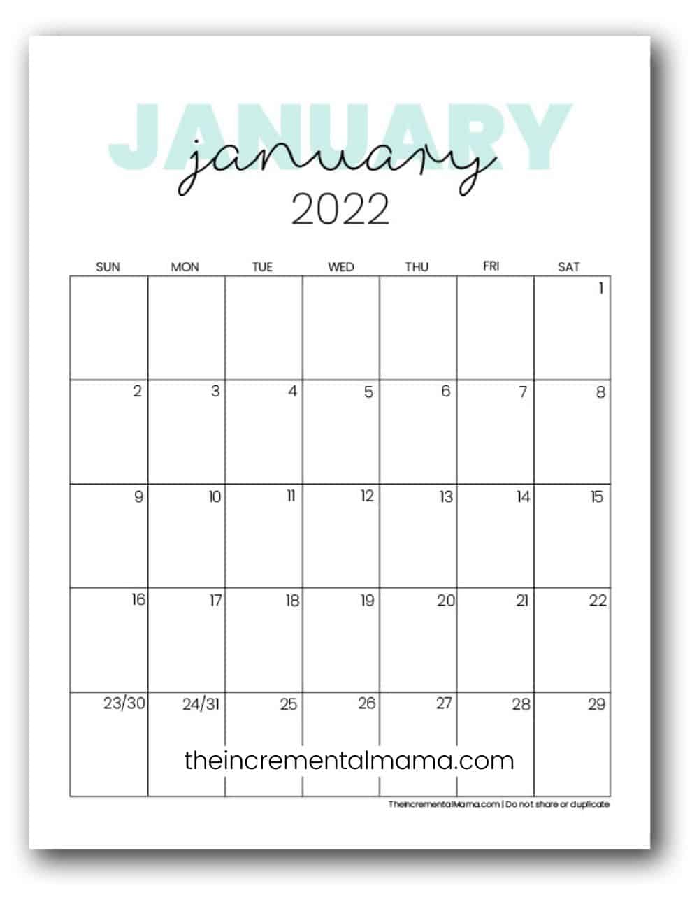 Free Printable Calendar 2022 Monthly