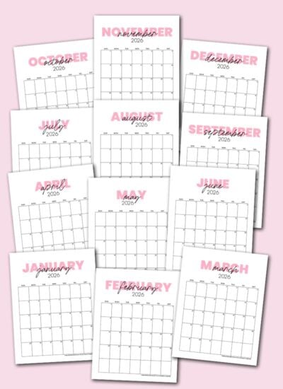 Free Printable Pretty 2026 Pink Calendar Templates - The Incremental Mama
