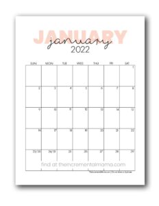 2022 Feminine Pink Calendar Printables - Free PDFs To Get Organized