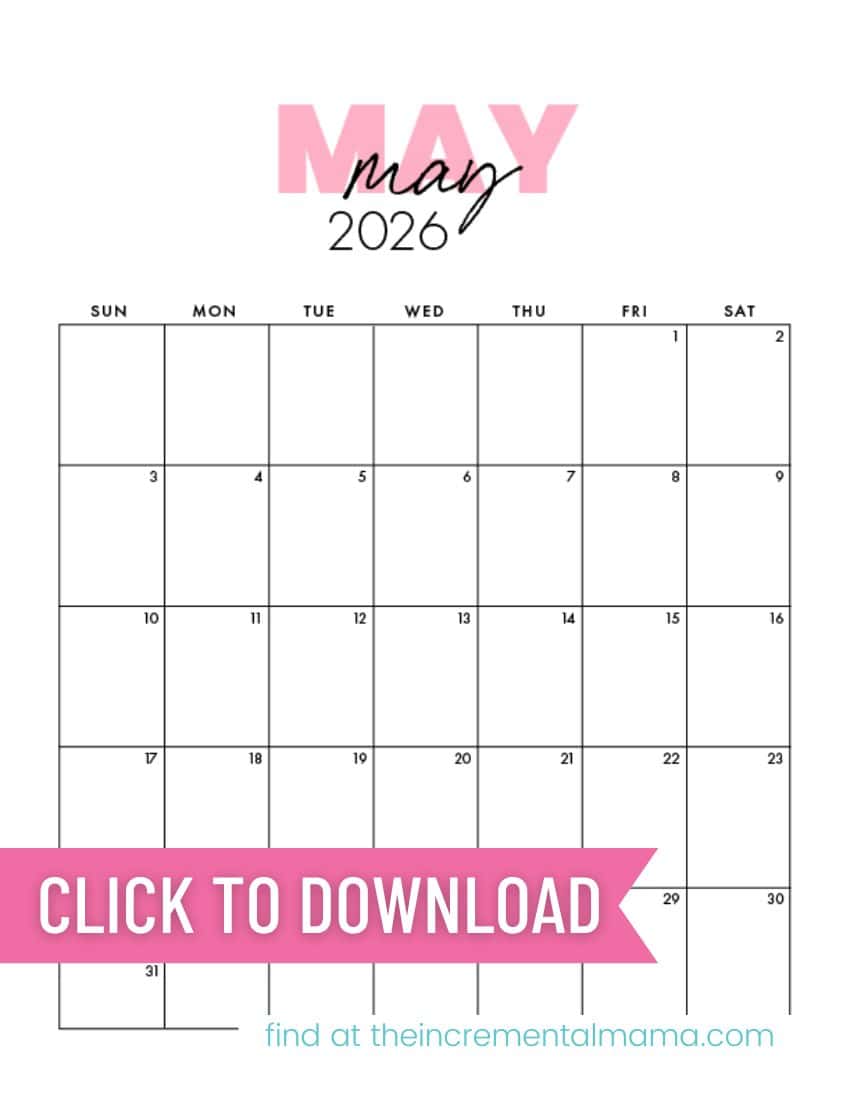 Free Printable Pretty 2026 Pink Calendar Templates - The Incremental Mama