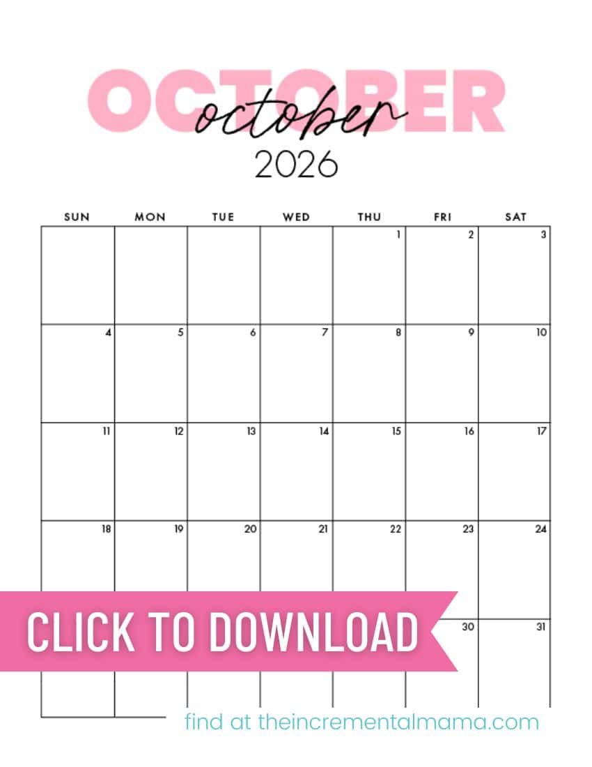 Free Printable Pretty 2026 Pink Calendar Templates - The Incremental Mama