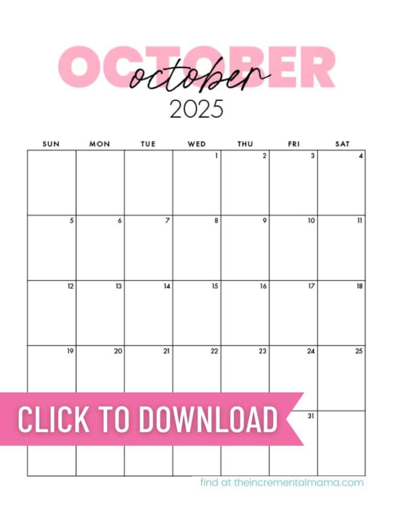 Free Printable 2025 Pink Calendar Templates - The Incremental Mama