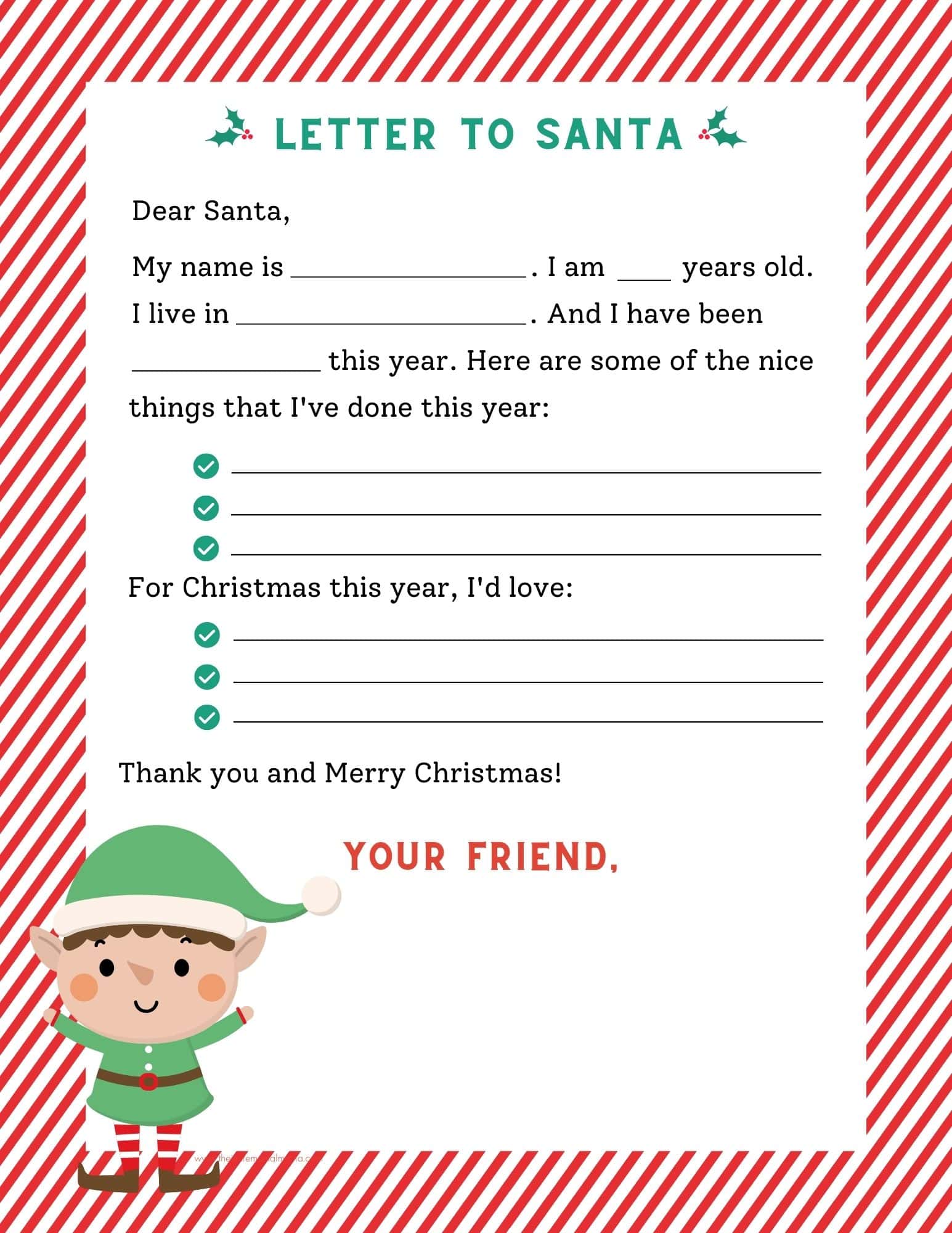 20 Cute & Free Printable Santa Letter Templates For Kids - The ...