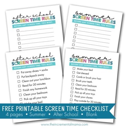Free Printable Screen Time Checklist Bundle for Kids - The Incremental Mama