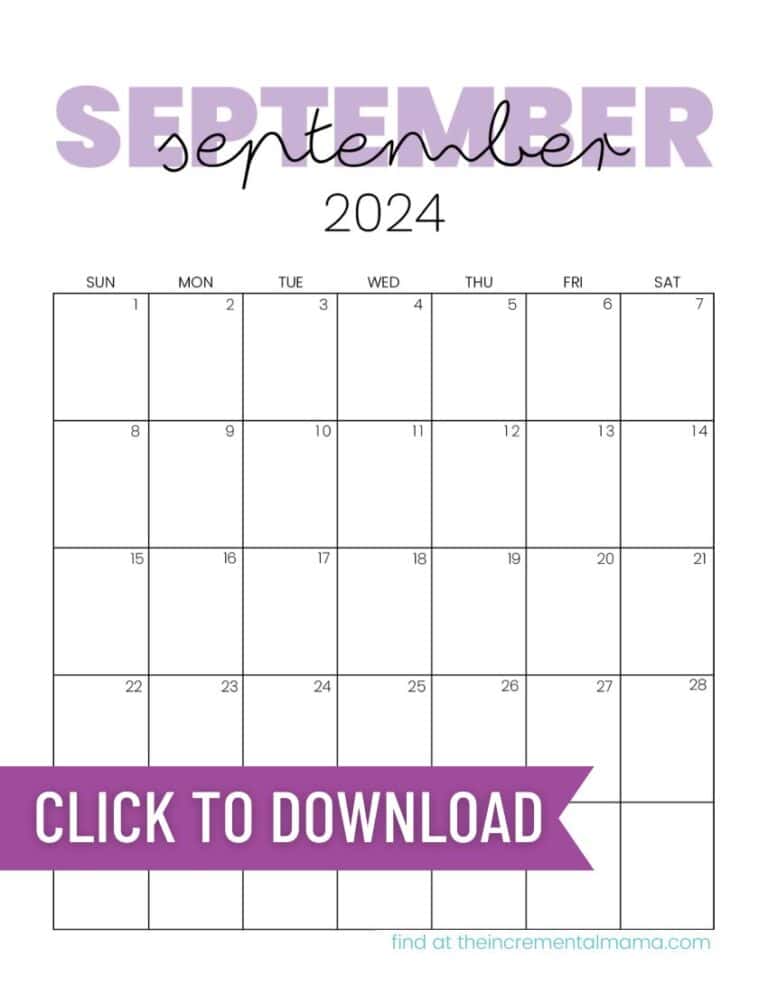 Free 2024 Monthly Calendar Printable Templates - The Incremental Mama